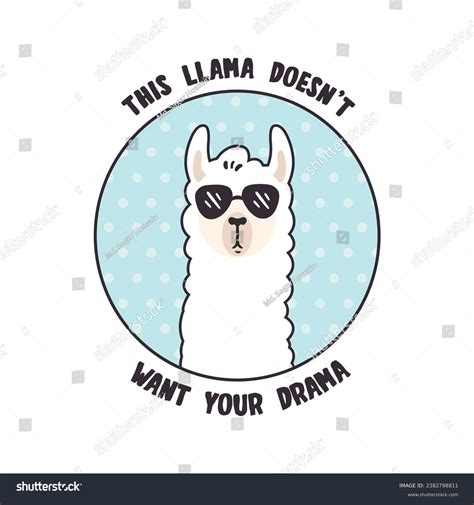 Funny Llama Cartoon Illustration Llama Tshirt Stock Vector Royalty
