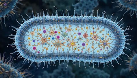Microscopic View Of A Bacteria Cell With Intricate Internal Structures Stock Illustration