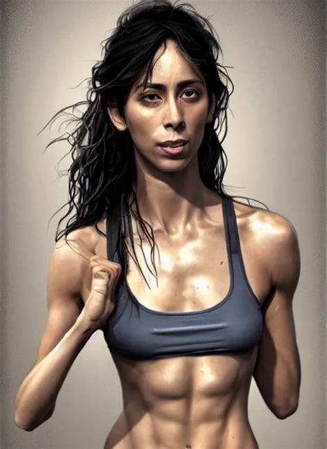 Full Length Photo Of A Very Sweaty Oona Chaplin In A Stable Diffusion