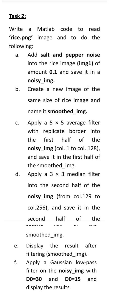 Task 2 A Write A Matlab Code To Read ‘rice Png