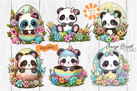 Easter Panda Clipart Bundle Easter Png Bundle
