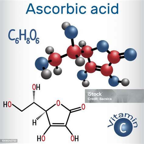 Asam Askorbat Formula Kimia Struktural Dan Model Molekul Ilustrasi Stok Unduh Gambar Sekarang