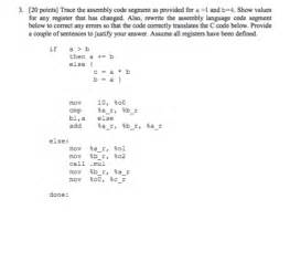 Solved Trace The Assembly Code Segment As Provided For A 1
