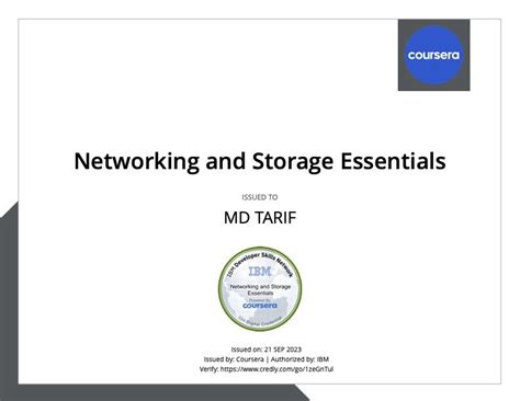 Md Tarif On Linkedin Networking And Storage Essentials By Ibm From