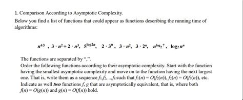 Solved 1 Comparison According To Asymptotic Complexity