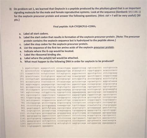 On Problem Set 1 We Learned That Oxytocin Is A
