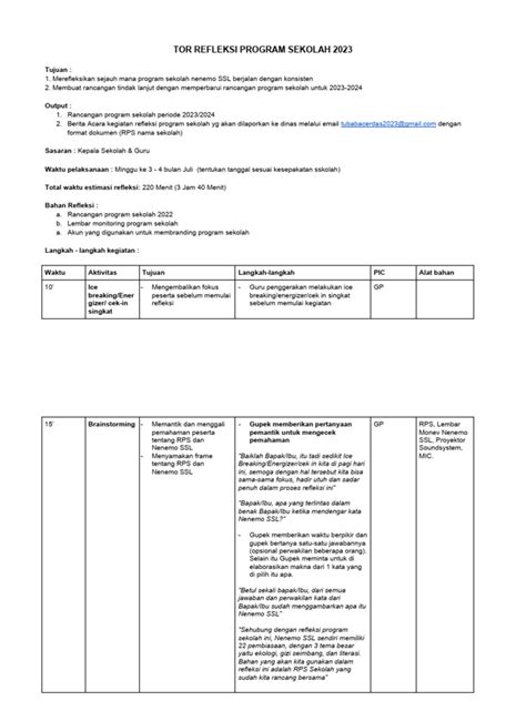 30 Tor Refleksi Program Sekolah Pdf