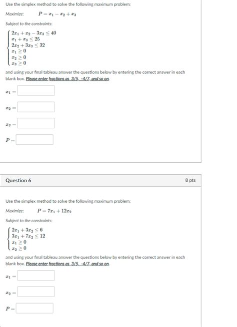 Solved Use The Simplex Method To Solve The Following Maximum