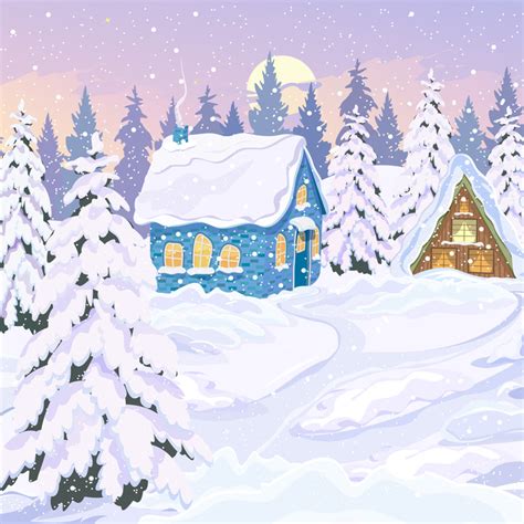 Иллюстрация Зимний вечер в деревне