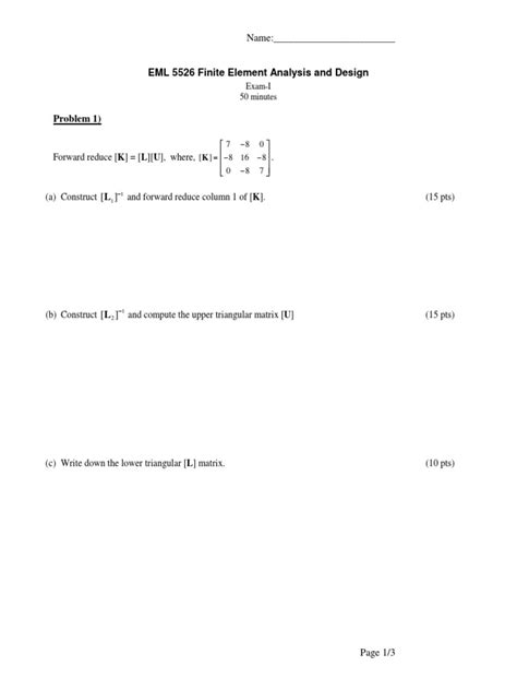 Exam 1 Pdf Equations Matrix Mathematics