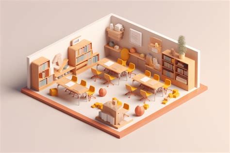 Aula De La Escuela Modelo 3d Foto Premium