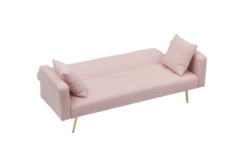 Mercer41 717 Inch Teddy Fleece Sofa Bed Bring Two Throw Pillows Wayfair
