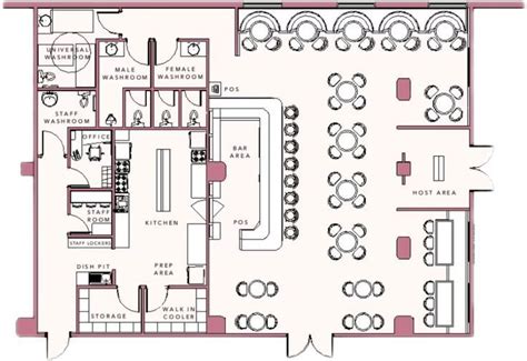 A Floor Plan For A Restaurant With Tables And Chairs In The Center