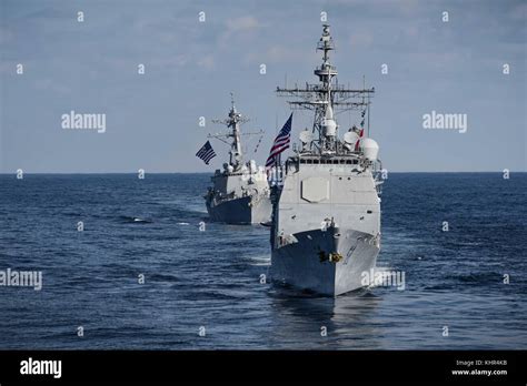 The U S Navy Ticonderoga Class Guided Missile Cruiser USS Bunker Hill