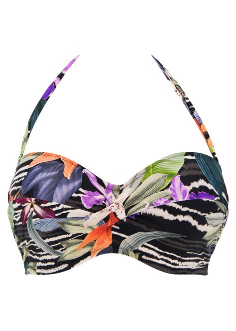 Maldives Black Tropical Bandeau Bikini Top From Fantasie