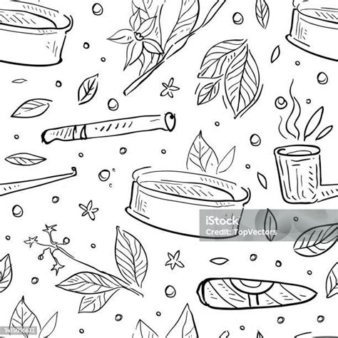 스케치 그려진 잎 시가 및 흡연 파이프 벡터 원활한 패턴 템플릿이있는 담배 시가에 대한 스톡 벡터 아트 및 기타 이미지 시가 패턴 개념 Istock