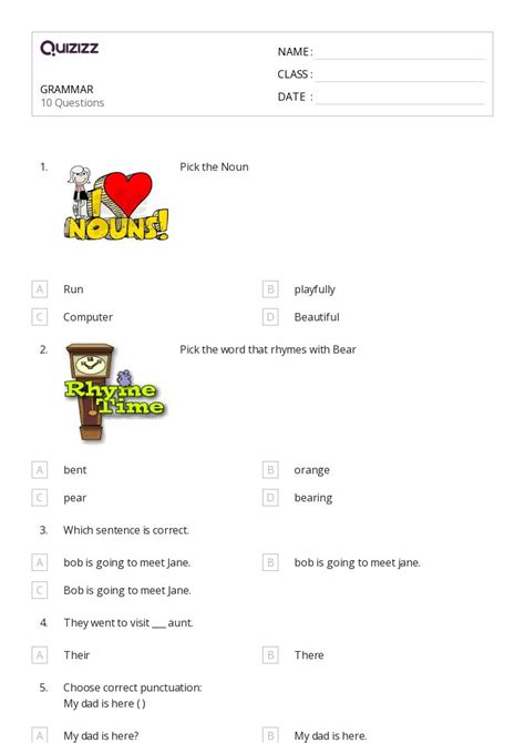 50 Grammar Worksheets For 2nd Class On Quizizz Free And Printable