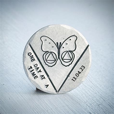 Personalised Sobriety Token Chip T Custom Hand Stamped One Day At