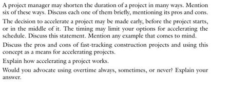 Solved A Project Manager May Shorten The Duration Of A