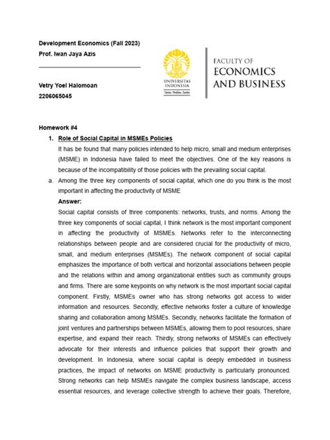 Dev Economics Hw4 2206065045 Vetry Yoel Halomoan Pdf Small And