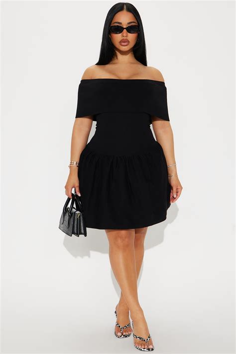 Daisy Off Shoulder Mini Dress Black Fashion Nova