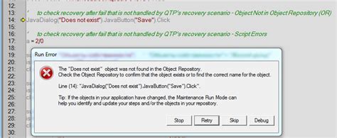 Vbscript Qtp Is Not Firing Recovery Scenario Software Quality