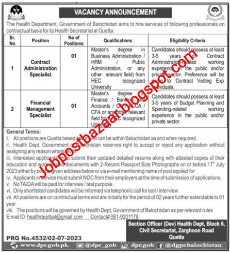 Health Department Jobs In Balochistan Latest Jobs In July 2023