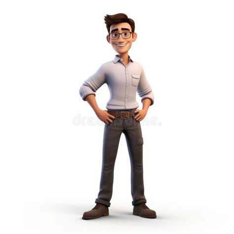 Pixar Style 3d Male Character On White Isolated Background Stock