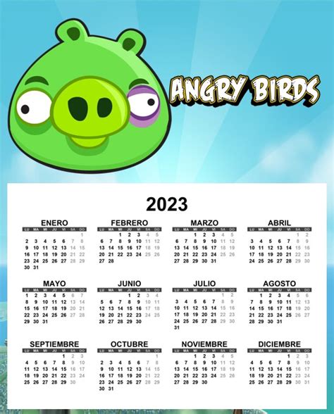 Banderines Calendario 2023 Angry Birds