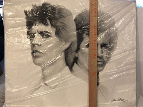 Gary Saderup 20x24 Pencil Signed Charcoal Litho Print Mick Jagger And Keith 1989 4701666021