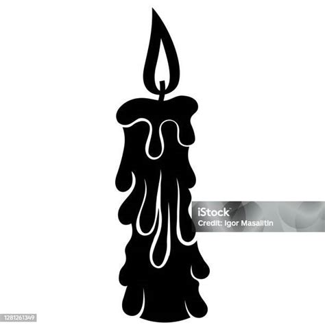 Siluet Lilin Tua Tanda Halloween Terisolasi Di Atas Putih Ilustrasi