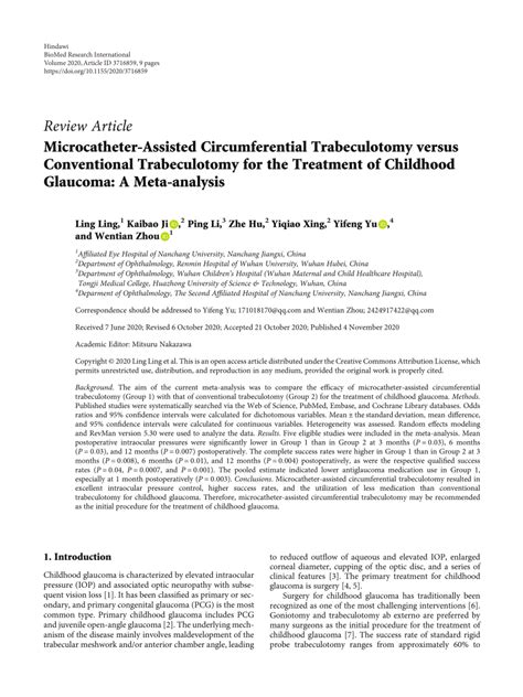 Pdf Microcatheter Assisted Circumferential Trabeculotomy Versus
