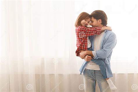 Loving Daddy And Daughter Posing At Home Stock Image Image Of Love Looking 335508709