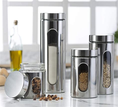 Quality Stainless Steel Canister Set For Kitchen Counter With Glass