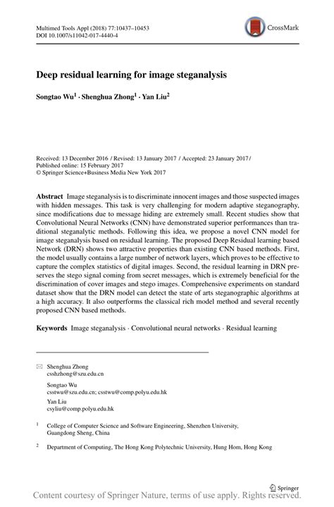 Deep Residual Learning For Image Steganalysis Request Pdf