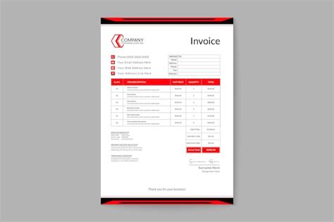 Premium Vector Creative Unique Simple Red Color Invoice Design