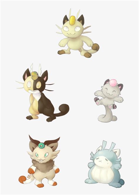 Meowth Variations By Zippyskipy On Deviantart Pokemon Meowth Variations X Png