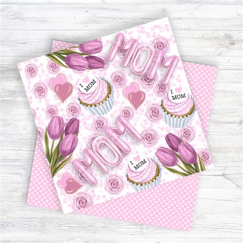 Mothers Day Digital Paper Mothers Day Ts Digital Paper Cup Cakes