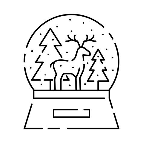 One Line Crystal Snow Globe With Xmas Theme Christmas Or New Year Snow Globe Icon Glass Ball