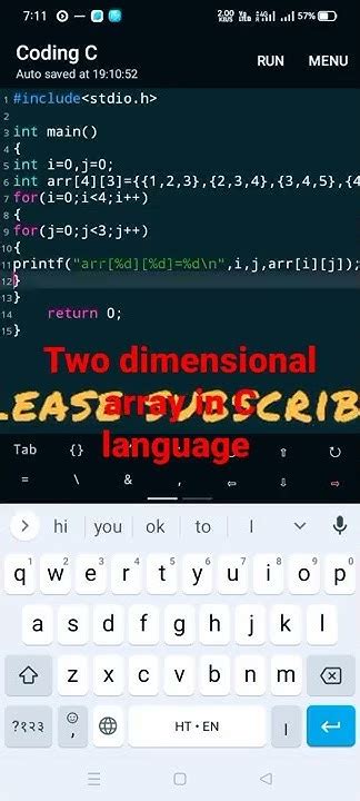 two dimensional array in c with simple program shorts youtube