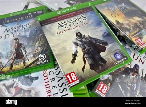 Assassins Creed Video Game Collection Collage Wales Uk 25 January