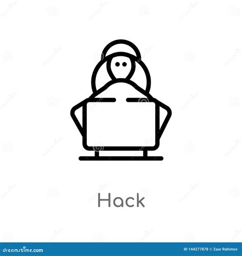 Outline Hack Vector Icon Isolated Black Simple Line Element Illustration From Cyber Concept