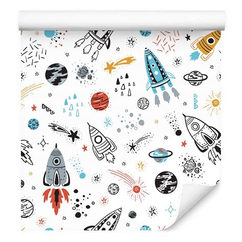 Tapeta Dla Dzieci KOSMOS Rakiety Planety Gwiazdy 5903605816722 Cena