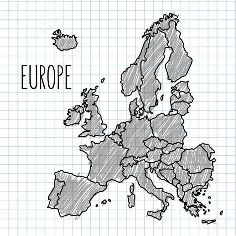Mapa Dibujado Mano Del Vector De Europa En Sombras Rojas Ilustracion Images
