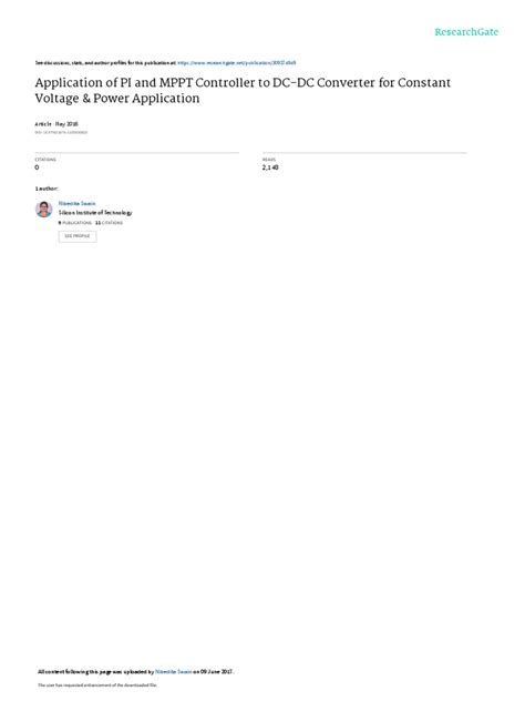 Application Of Pi And Mppt Controller To Dc Dc Con Pdf Photovoltaics Solar Panel