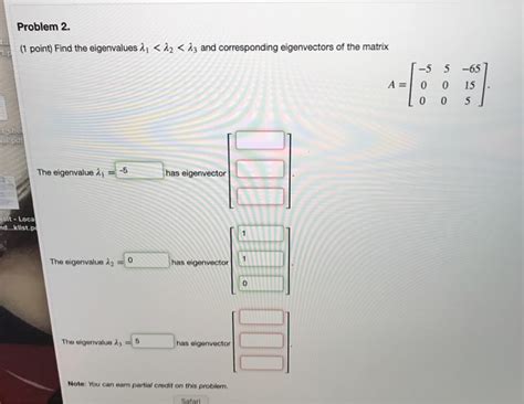solved problem 2 1 point find the eigenvalues