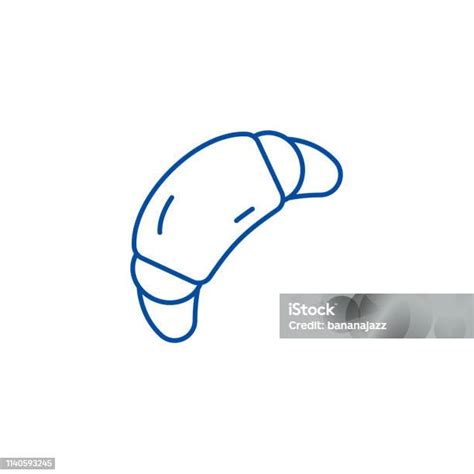Concept Dicône De Ligne Croissant Symbole De Vecteur Plat Croissant