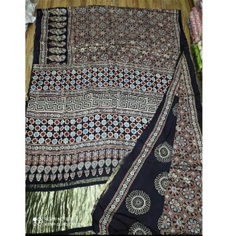 Modal Silk Ajrakh Printed Saree Party Wear M With Blouse Piece At Rs In Ahmedabad