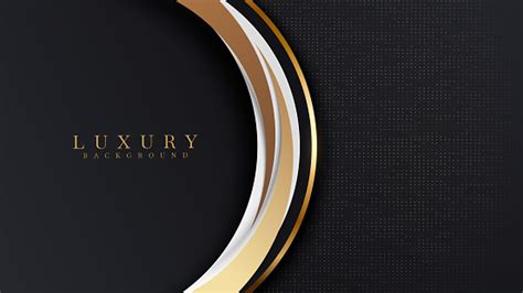 우아한 배경 흰색 은 라인 황금 요소와 검은 색에 갈색 중첩 사실적인 럭셔리 페이퍼 컷 스타일 3d 모던 컨셉 0명에 대한 스톡 벡터 아트 및 기타 이미지 Istock