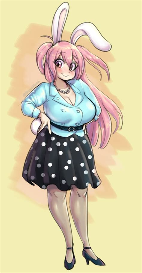 Belt Big Breasts Blush Bonznsfw Busty Cute Female Female Only Fluffy Tail Hands On Hips High